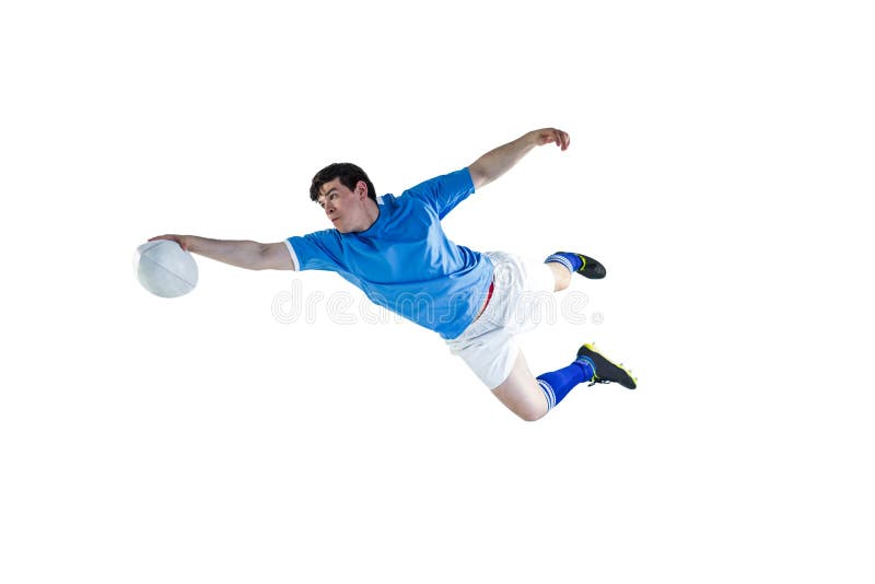 A Rugby Player Scoring a Try Stock Photo - Image of blue, focused: 56797684