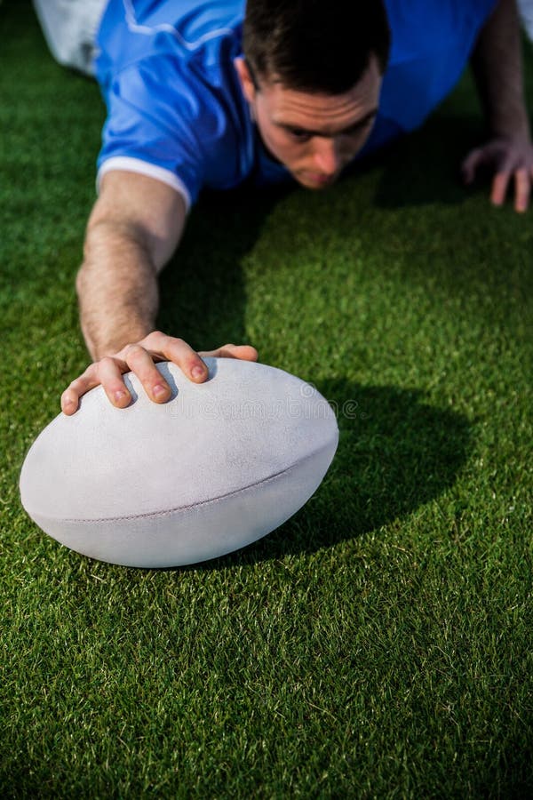A Rugby Player Scoring a Try Stock Image - Image of grass, person: 58178763