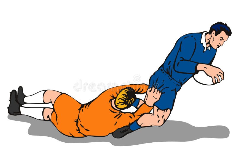 Rugby player tackling stock illustration. Illustration of football ...