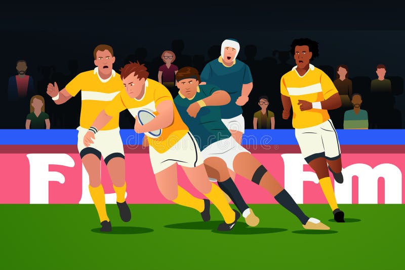 Rugby Players Playing in a Match Vector Illustration Stock Vector ...