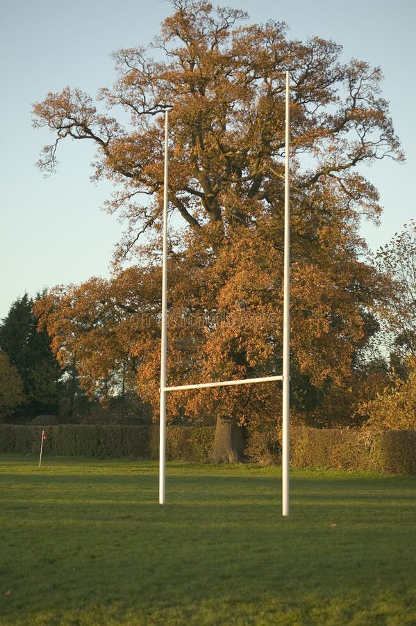 Rugby post stock photo. Image of flag, autumn, tree, team - 1589088