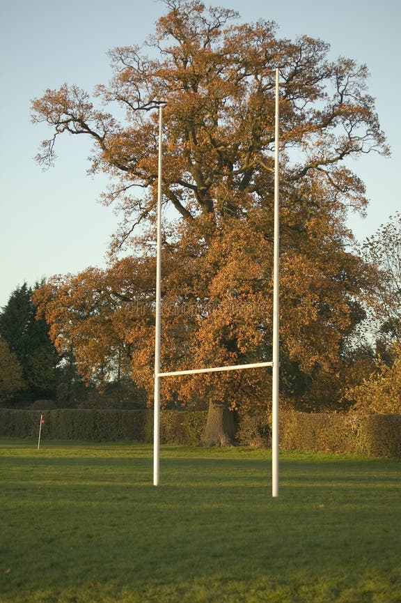 Rugby post stock photo. Image of flag, autumn, tree, team - 1589088