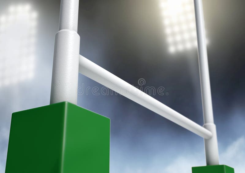 Rugby Posts Stadium Night stock illustration. Illustration of shine ...