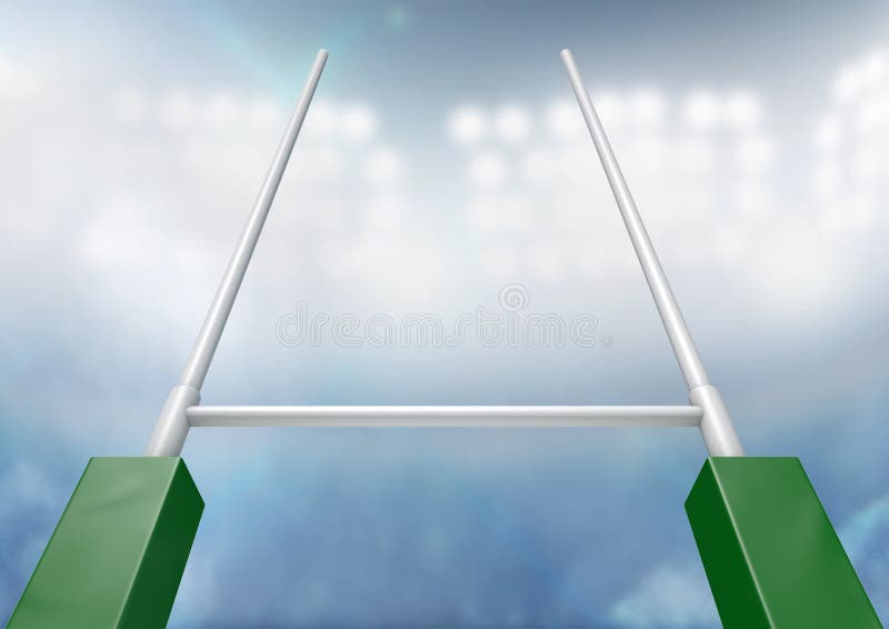 Rugby Posts Stadium Night stock photo. Image of illumination - 58510692