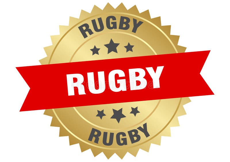 Rugby. Rugby Round Red and Gold Label Isolated on Transparent ...