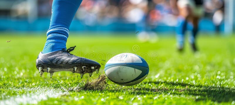 Rugby Sevens Close Up of Precision Kick for Conversion, Emphasizing ...