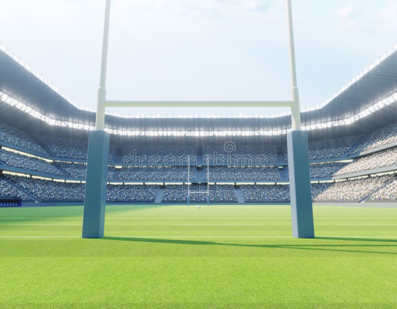 Rugby Stadium with Rugby Ball Stock Illustration - Illustration of ...