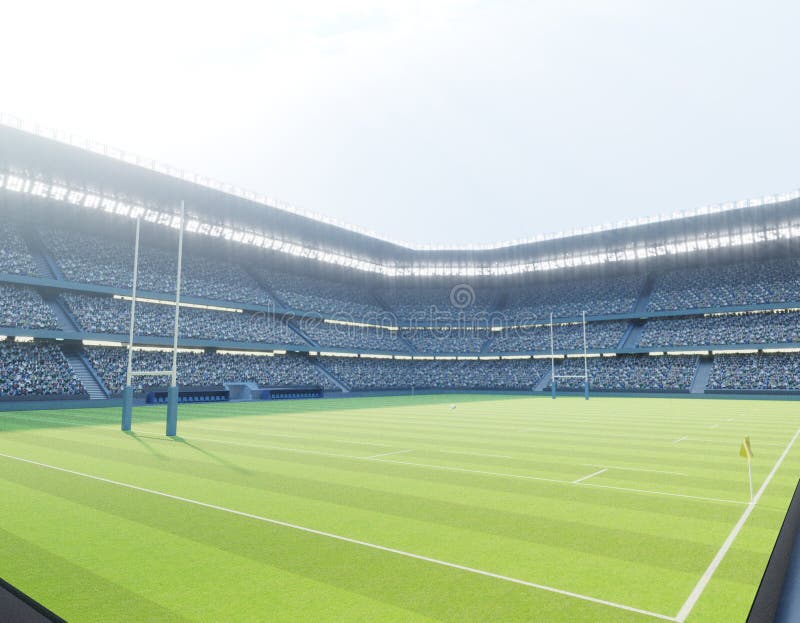 Rugby Stadium with Rugby Ball Stock Illustration - Illustration of ball ...