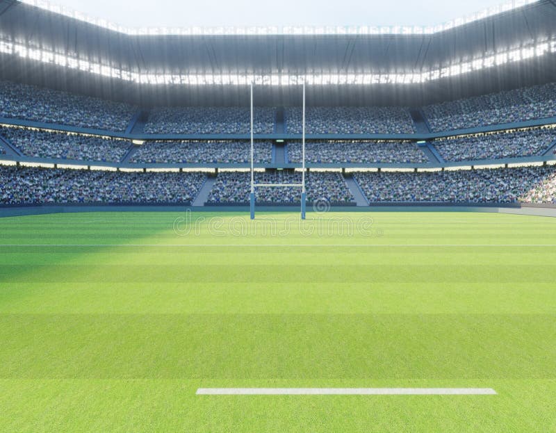 Rugby Stadium with Rugby Ball Stock Illustration - Illustration of ...