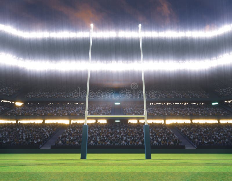 Rugby Stadium with Rugby Ball Stock Illustration - Illustration of ...