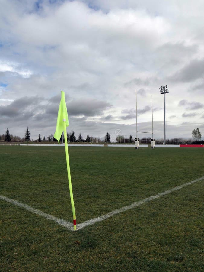 Rugby stadium corner flag stock photo. Image of stadium - 91684138