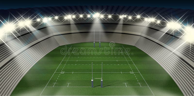 Rugby Stadium Night stock illustration. Illustration of match - 50519783