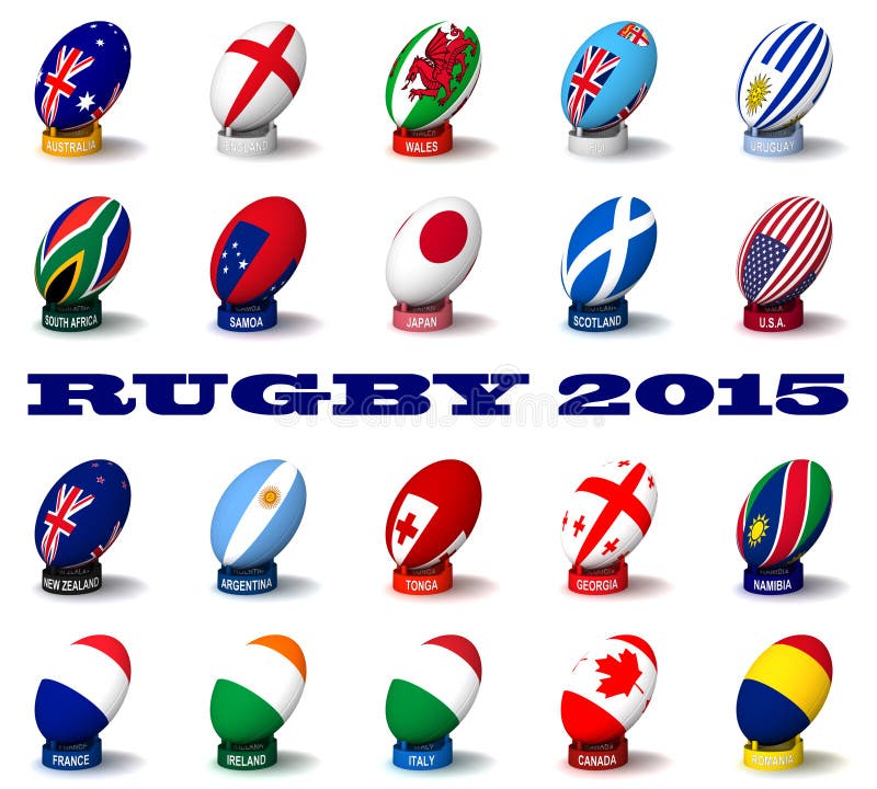 Rugby Union World Cup Team Emblems Logos Editorial Stock Image ...