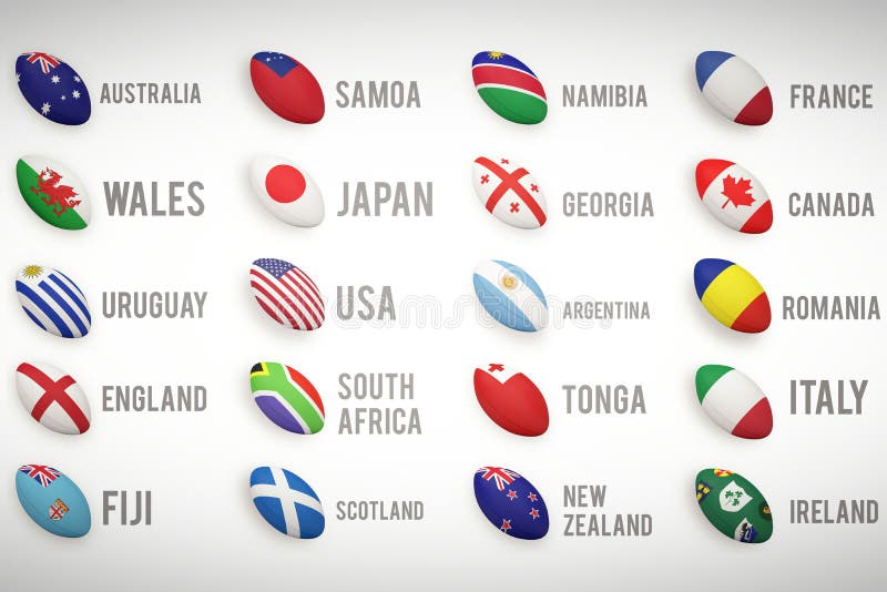 Rugby Union World Cup Team Emblems Logos Editorial Stock Image ...