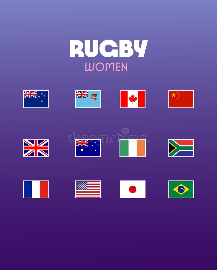 Rugby Women Flags Emblem Games Sport 2024 Abstract Design Stock Vector ...