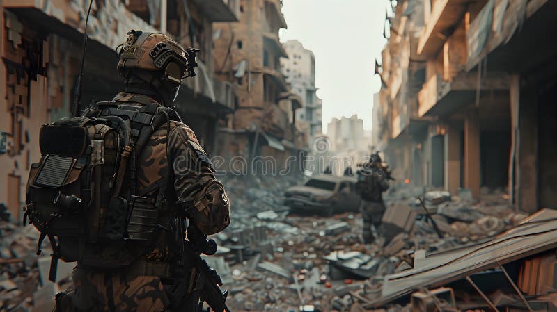 Rugged AI Powered Commando Navigates Debris Strewn Post Apocalyptic ...