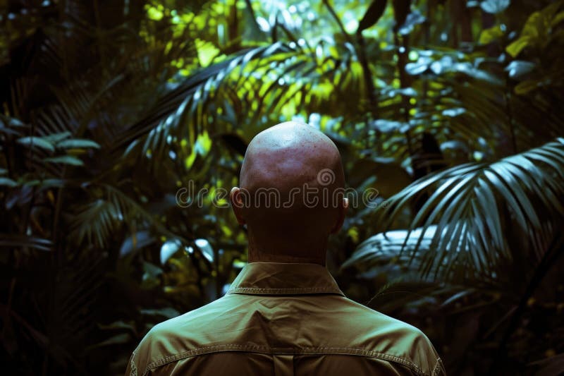 Rugged Bald Man Jungle. Generate AI Stock Image - Image of rugged ...