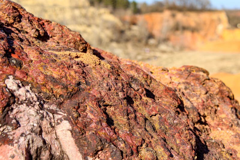 Eroded Bauxite Rock Formation with Bright Orange Colors in an Abandoned ...