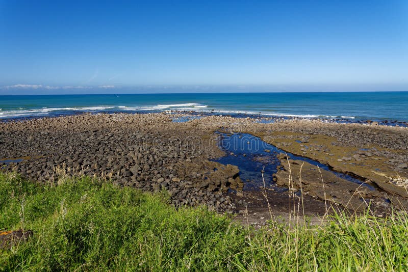 Rugged Beach on the Taranaki Coast Stock Image - Image of summer, ocean ...
