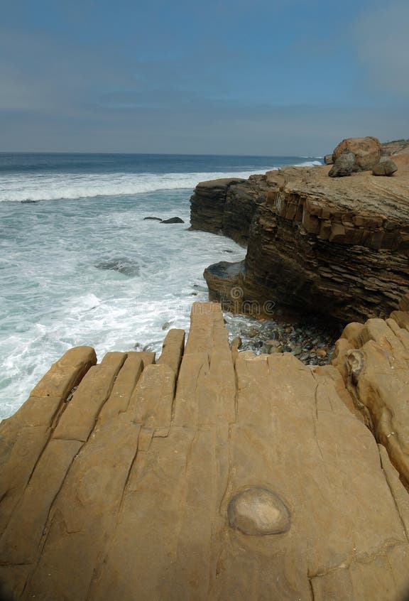 Rugged Bluff on Open California Ocean Stock Image - Image of surf ...