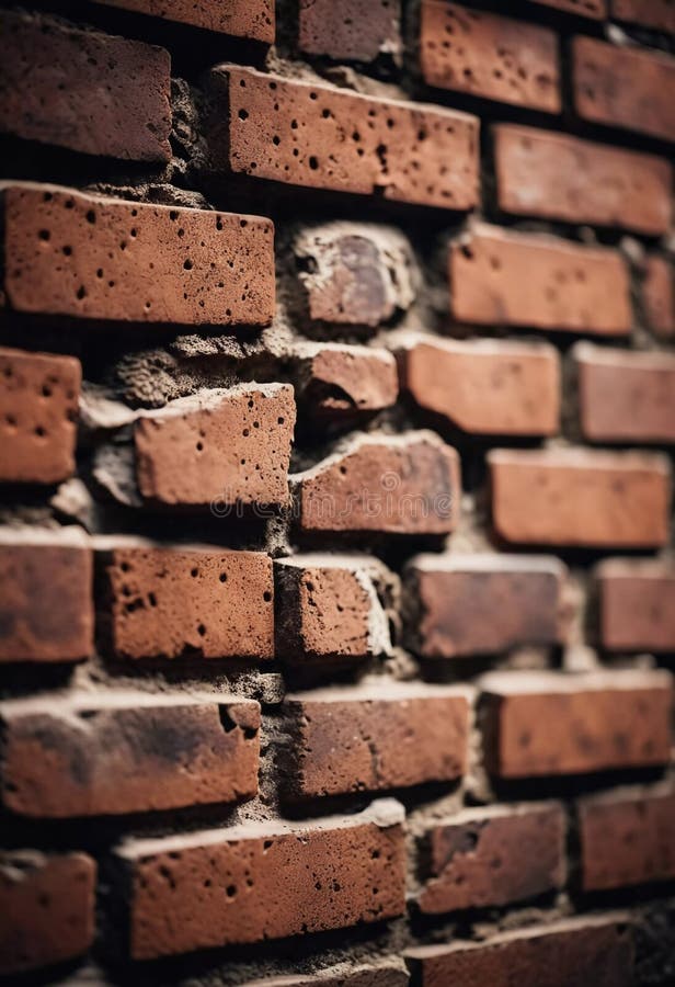 A Rugged Brick Wall Displays Various Shades of Red and Brown ...
