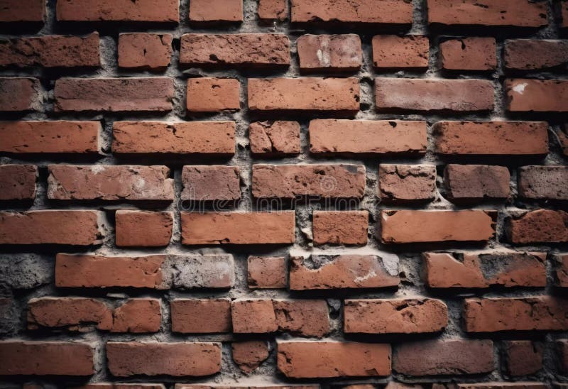 A Rugged Brick Wall Displays Various Shades of Red and Brown ...