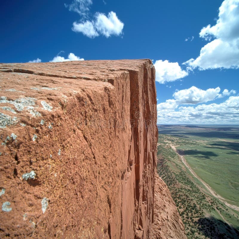 Rugged Cliff Edge Overlooking Vast Landscape Stock Illustration ...