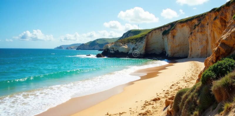 Rugged Cliffs Meet Sandy Beach; Dramatic Coastal Scene, Explore ...