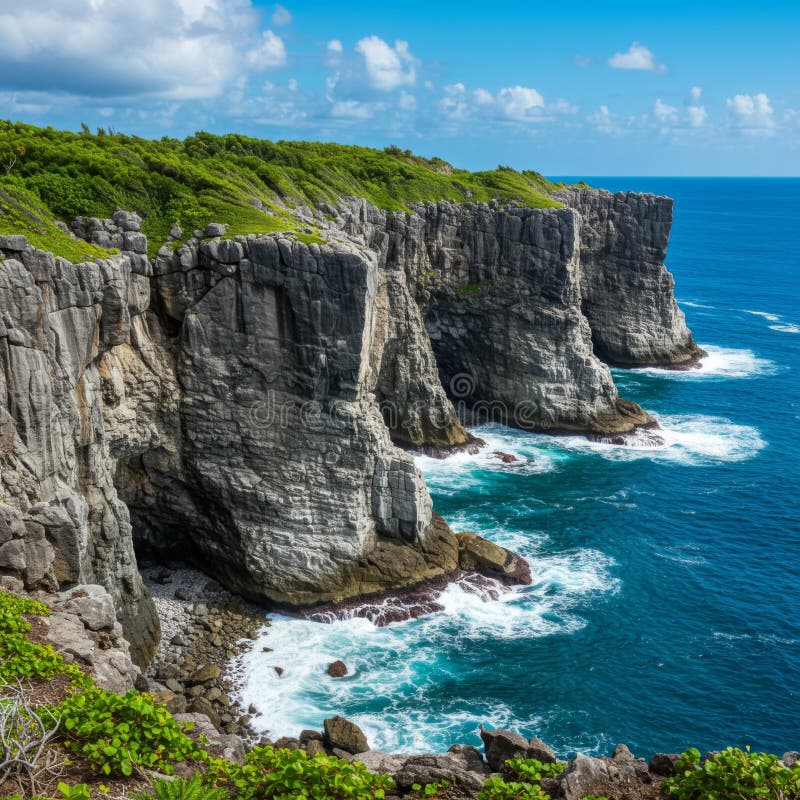 Rugged Cliffs and Turquoise Ocean in Tropical Coastline Stock ...