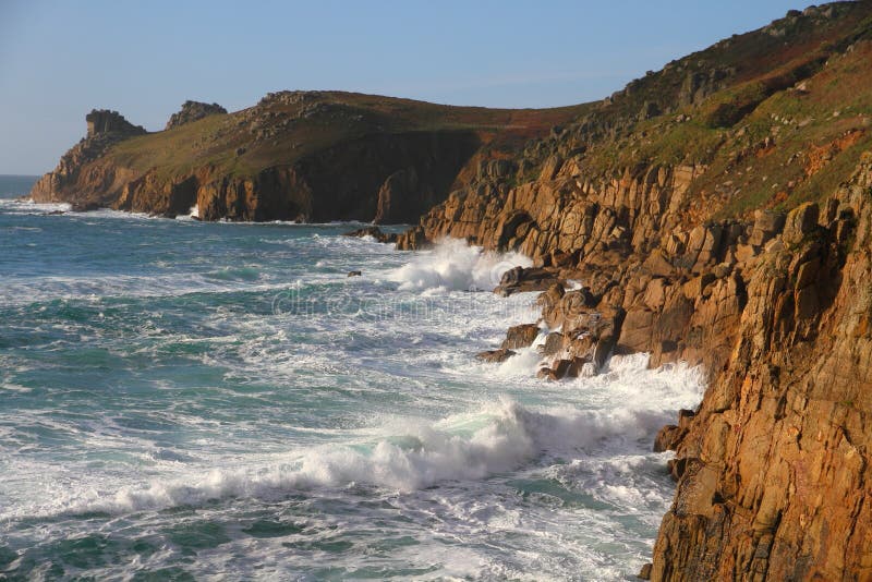 Rugged Coast Cornwall, England Stock Photo - Image of coastline, land ...