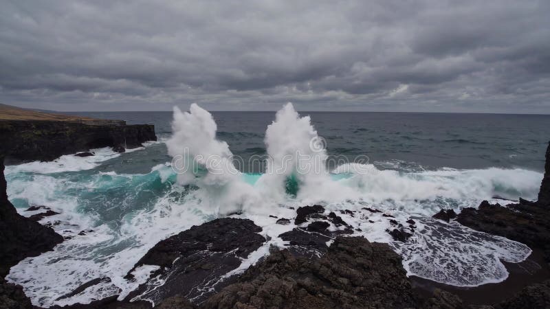Rugged Coastal Cliffs with Dark Clouds in Overcast Weather, Dramatic ...