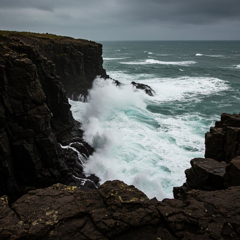 Rugged Coastal Cliffs are Pounded by Powerful Ocean Waves, Sending ...
