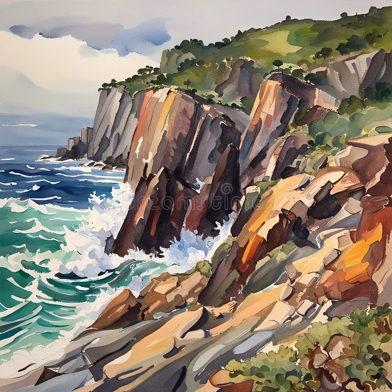 A Rugged Coastline with Rugged Cliffs and Crashing Waves Making for a ...