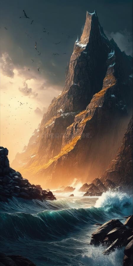 Rugged Coastlines Dramatic Cliffs Waves Mobile Wallpaper. Generative AI ...