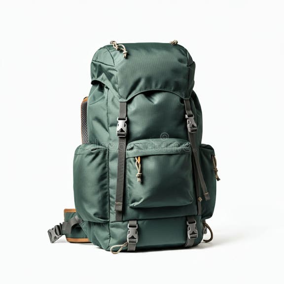 A Rugged, Dark Green Hiking Backpack with Multiple Compartments and ...