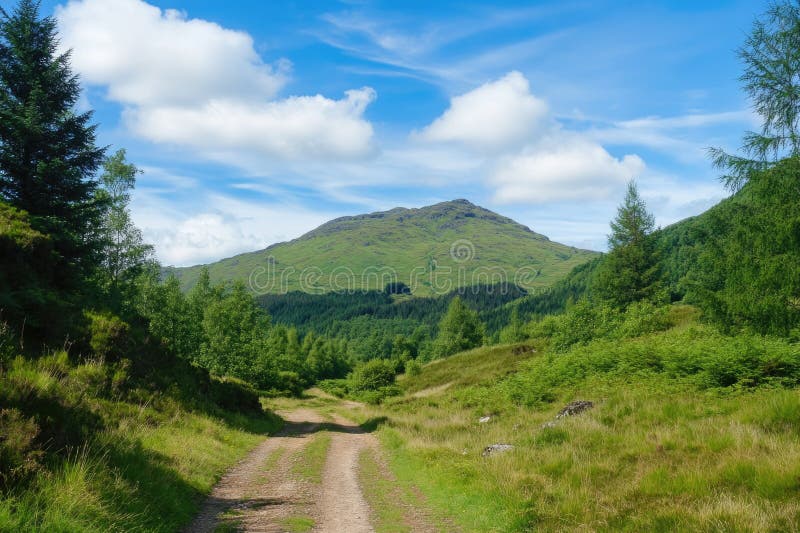 A Rugged Dirt Road Leading into the Distance with a Majestic Mountain ...