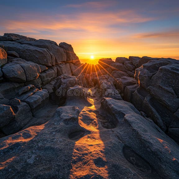 Rugged Gray Rocks with Sharp Edges Create a Pathway Leading To a ...
