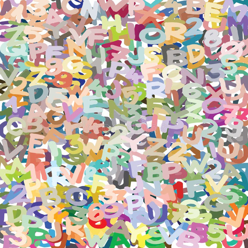 Freehand - Marker Drawn Letters and Numbers Grid Stock Illustration ...