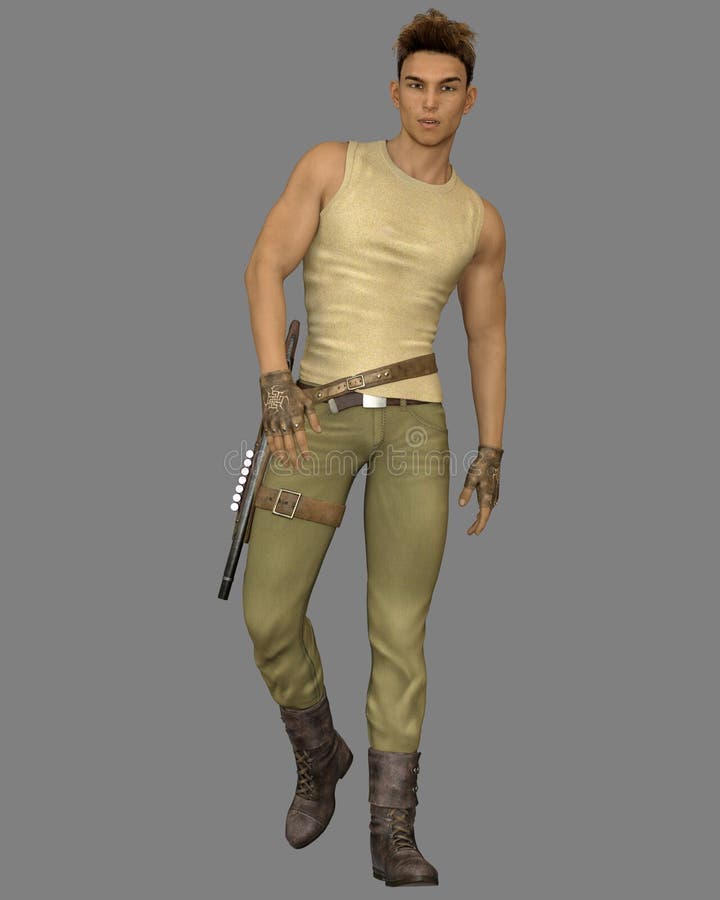 Rugged and Handome Young Explorer Stock Illustration - Illustration of ...