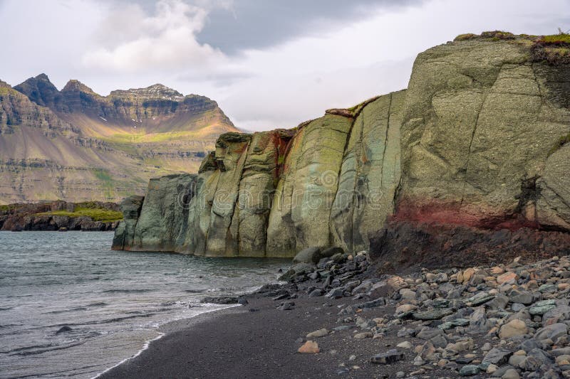 Rugged Icelandic Coastal Cliffs and Mountains. Stock Photo - Image of ...