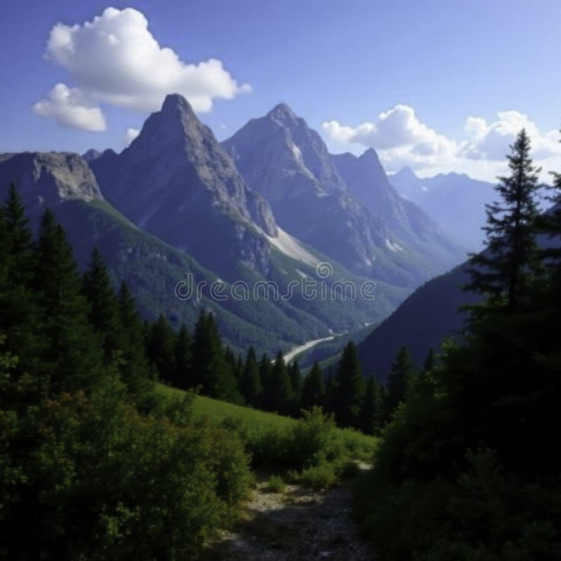 Rugged Landscape of Granite Peaks and Forests, , Mountainous Terrain ...