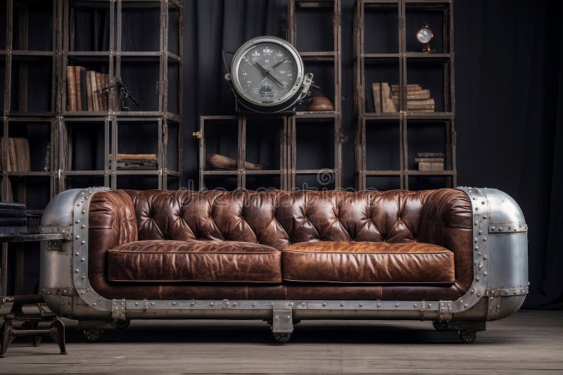 Rugged Living Room Industrial Style. Generate Ai Stock Illustration ...