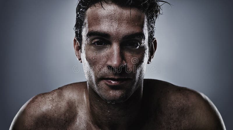 Rugged Manliness. Moody Studio Portrait of a Bare-chested Handsome ...