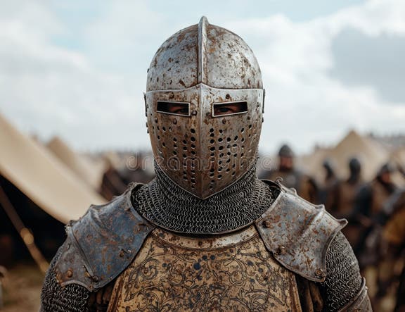 Rugged Medieval Knight in Full Armor Stock Illustration - Illustration ...