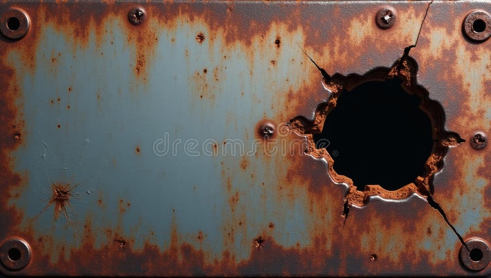 Rugged Metal Sheet with Rust, Breaks, and Industrial Distressed Texture ...