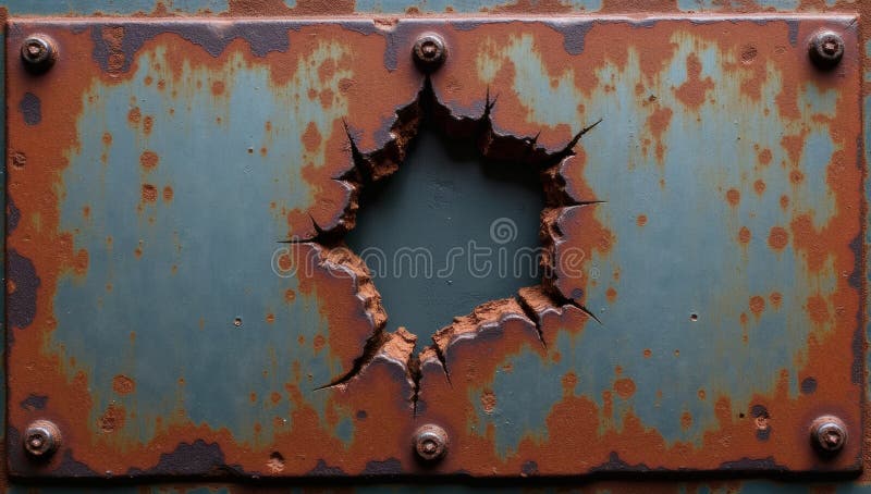 Rugged Metal Sheet with Rust, Breaks, and Industrial Distressed Texture ...