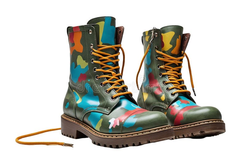 Rugged Military Boots with Detailed Lacing Stock Photo - Image of field ...