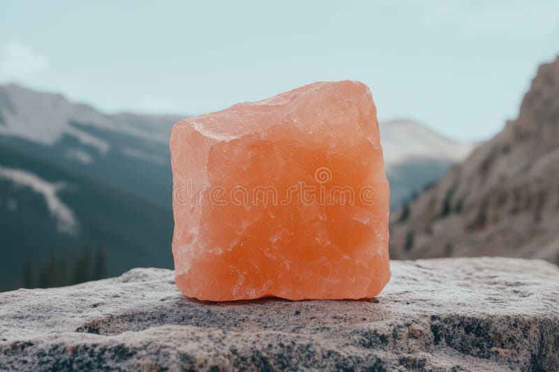 Rugged Mountain Landscape with a Large Pink Salt Crystal Stock ...