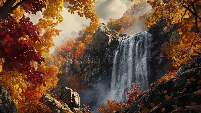 A Rugged Mountain Landscape with Prominent Waterfall Stock Image ...