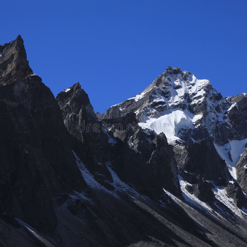 Rugged Mountain Range in the Gokyo Valley Stock Photo - Image of nepal ...